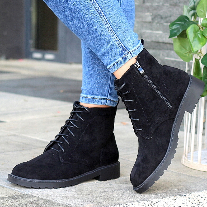 Купить ЧЕРНЫЕ ЖЕНСКИЕ БОТИНКИ НА ПЛОСКОЙ ПЛОСКОЙ ПЛОСКОСТИ, С ...