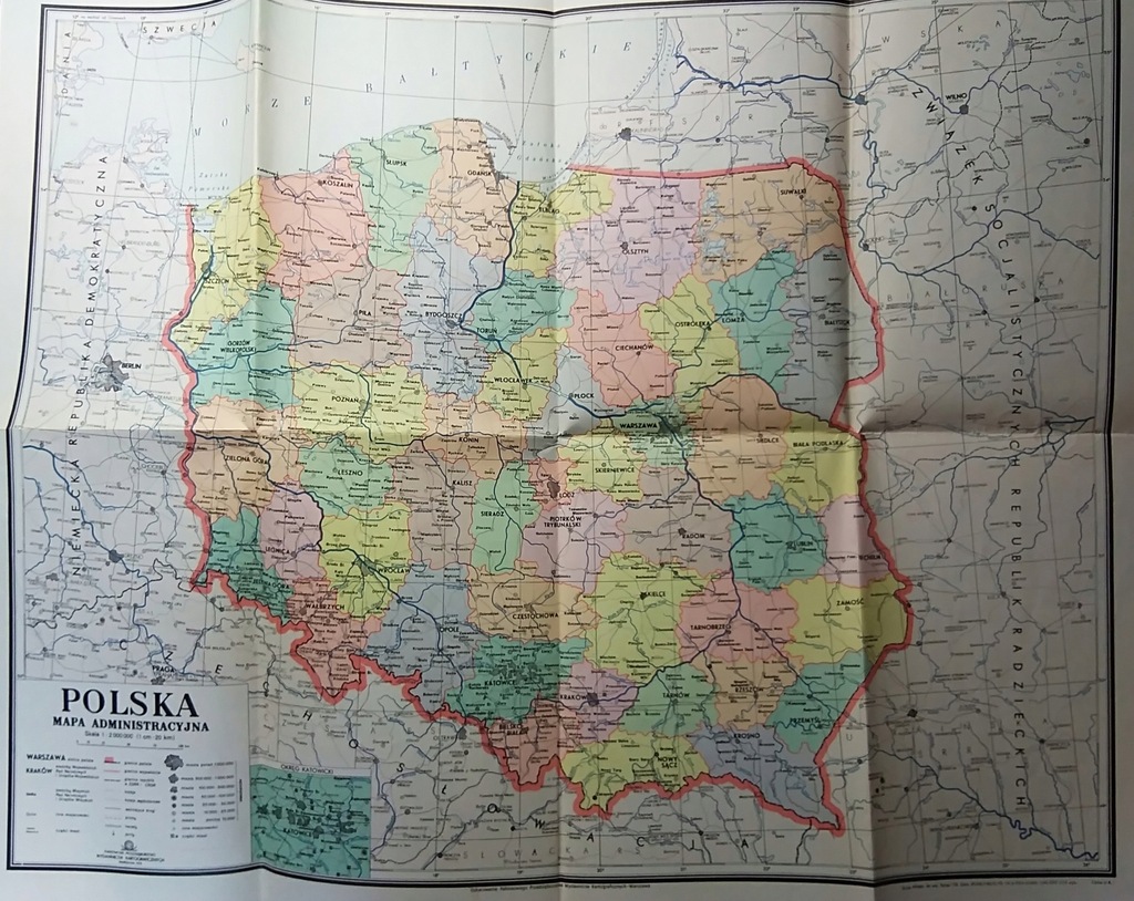 POLSKA PRL mapa administracyjna 1975 r. - 9474543682 - oficjalne ...