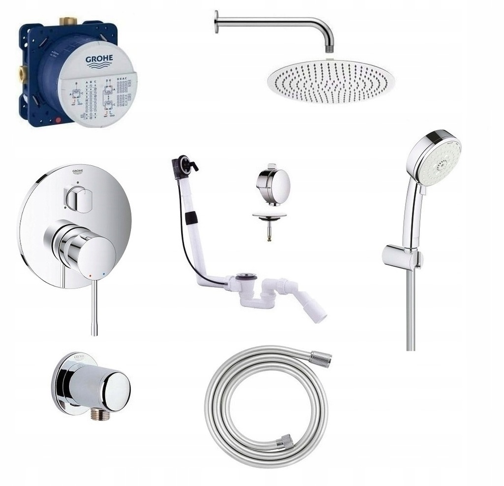 Zestaw podtynkowy wannowy z Grohe Essence 25 syfon - 11578499615 - oficjalne archiwum Allegro