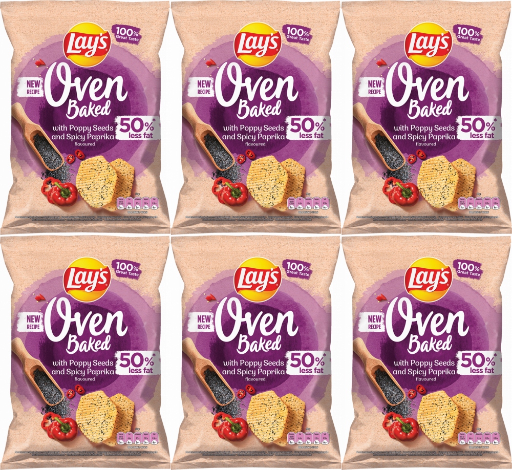 Lay's Oven Baked Chipsy ostra papryka z makiem 110 g x6 - 17031643774 - oficjalne archiwum Allegro