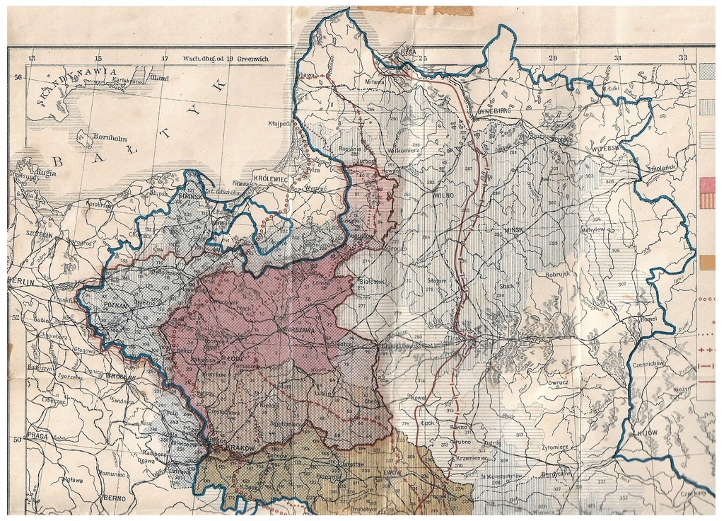 MAPA WOJENNO-POL. PUŁTUSK ŁĘCZYCA DROHOBYCZ BŁONIE RYPIN SZCZUCZYN ...