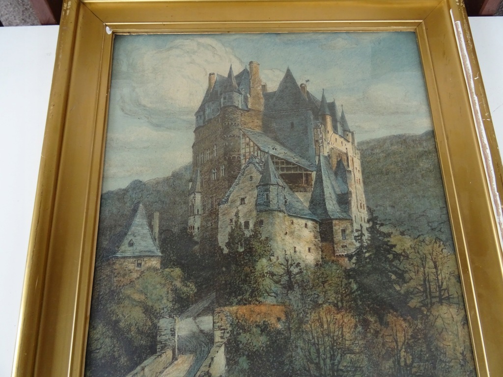 OBRAZ AKWARELA MALARSTWO AUSTRIA PEJZAZ zamku syg, - 12559580835 ...