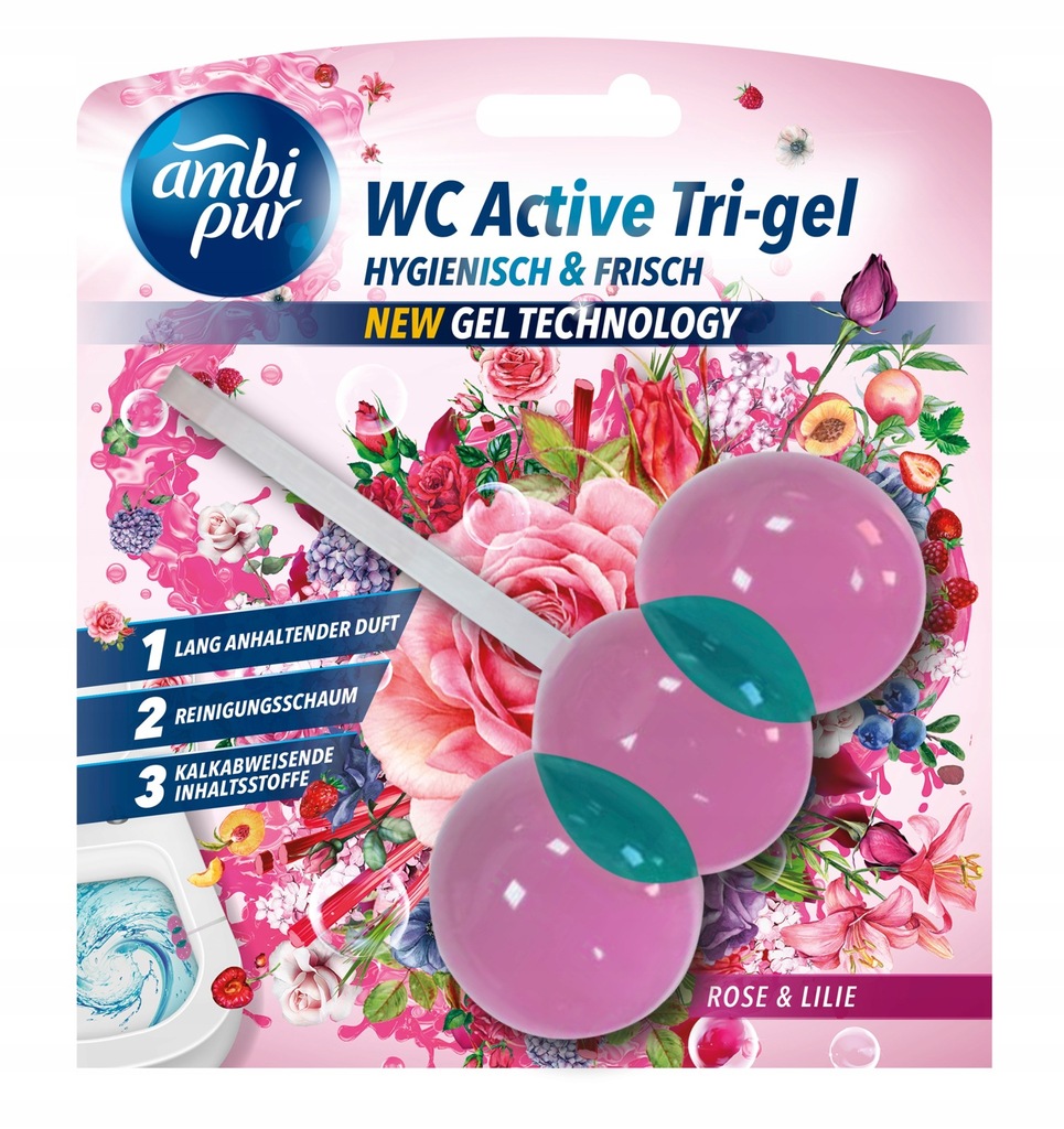 Ambi Pur TRI GEL ACTIVE Kulki WC 45g ROSE & LI - 11803925893 ...