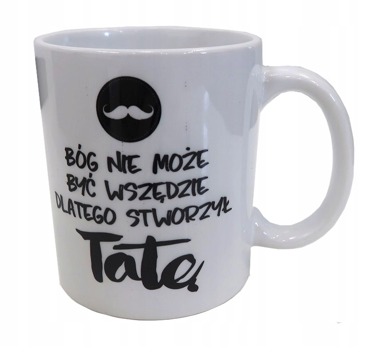 KUBEK PERSONALIZOWANY BIAŁY DLA TATY NAPIS 330ml - 12668555270 - oficjalne archiwum Allegro