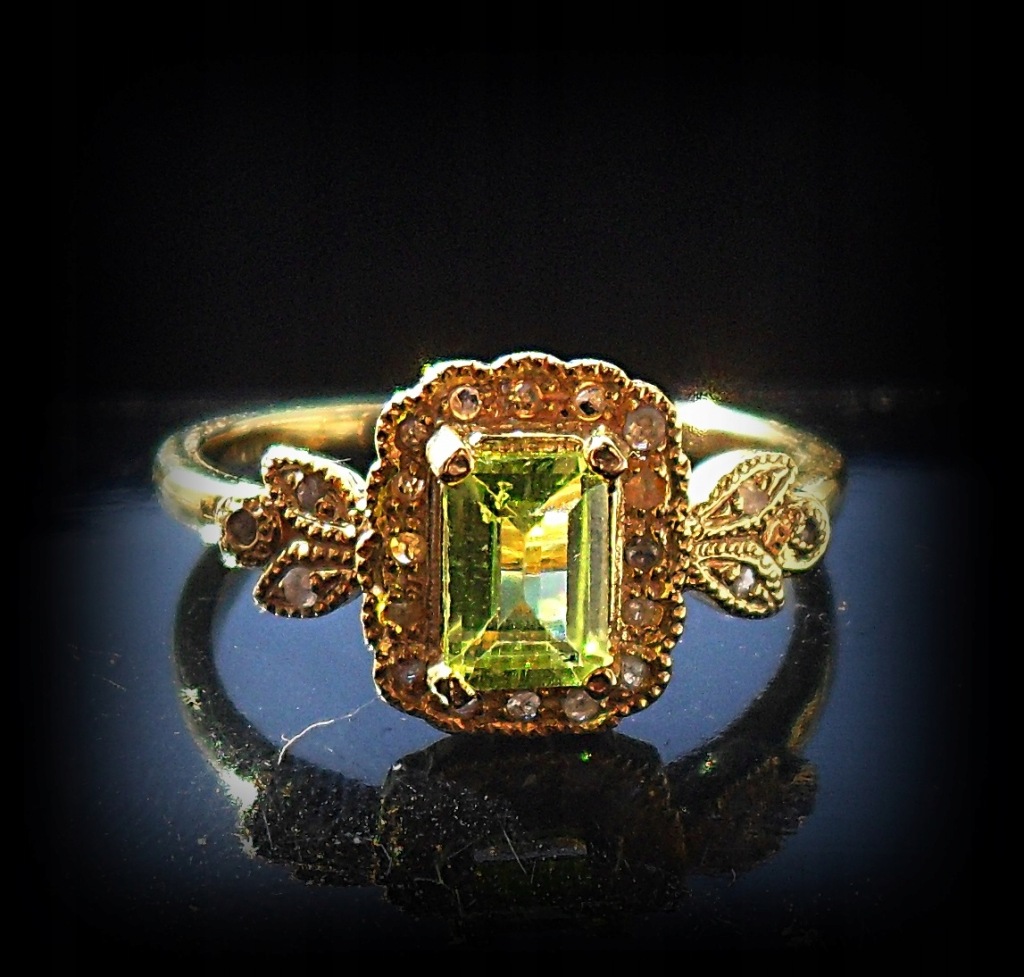 ANTYK LOOK PERYDOT 1,10ct DIAMENTY ( STARY SZLIF) - 13683800817 - oficjalne archiwum Allegro