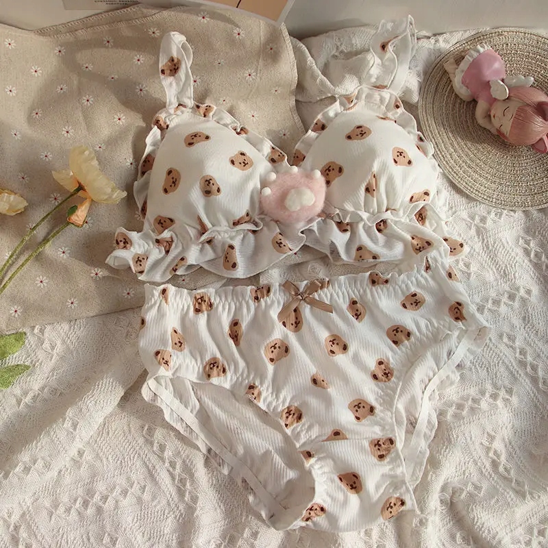 Lolita Girl Sweet Bras Anime Cartoon Sexy Push Up Bra and Panty Set ...