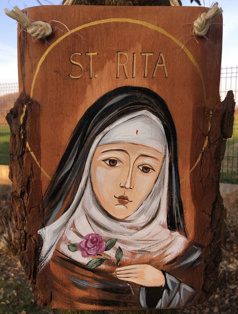 OBRAZEK obraz Św. Rita malowany na drewnie - 12409314459 - oficjalne ...