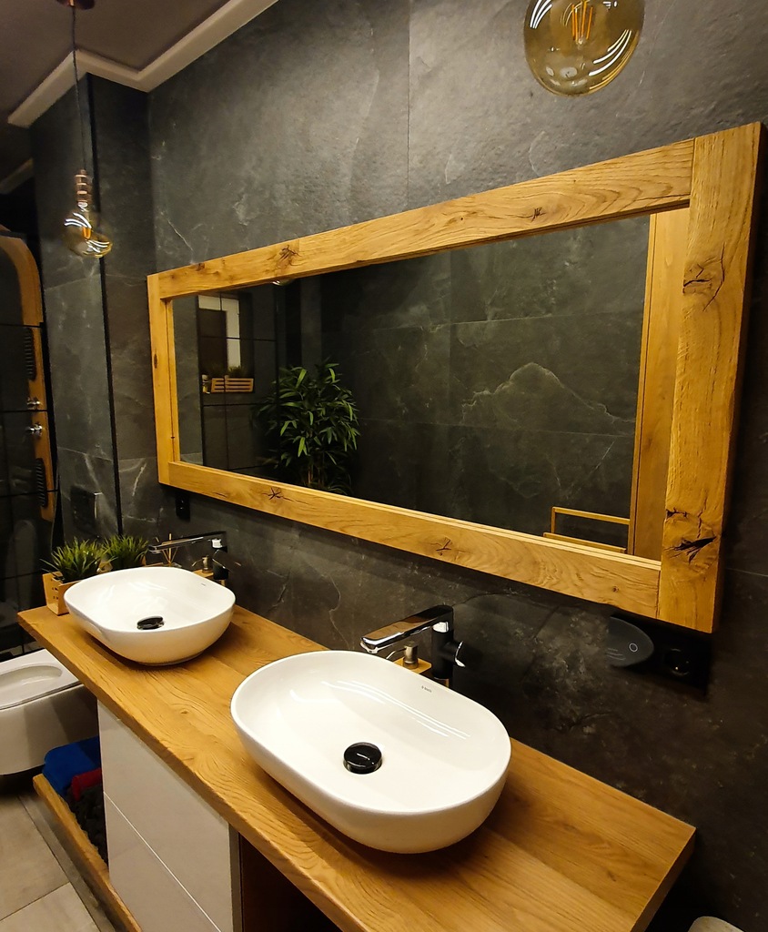 Lustro do Łazienki - Salonu - DĘBOWA RAMA - HIT - 12395527646 ...