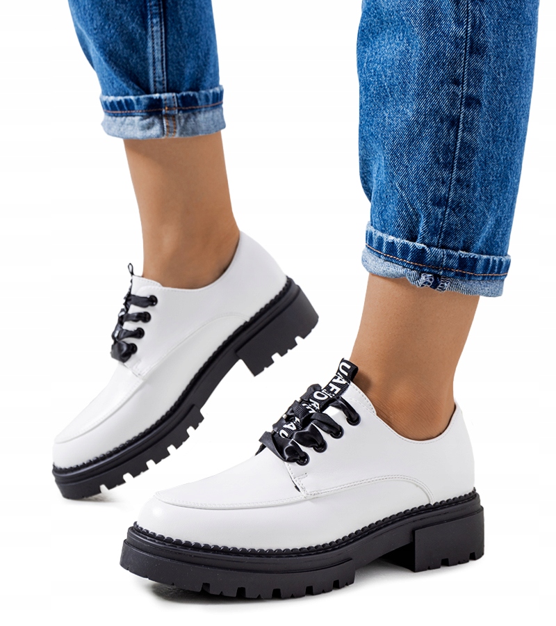 Białe półbuty wysoka platforma buty 210004W-PU 38 - 12060104075 ...