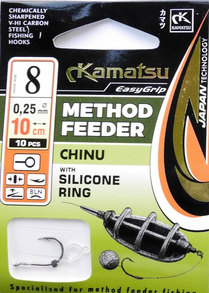 KAMATSU przypon Method Feeder hak CHINU z gumką 8 - 8297881738 - oficjalne archiwum Allegro