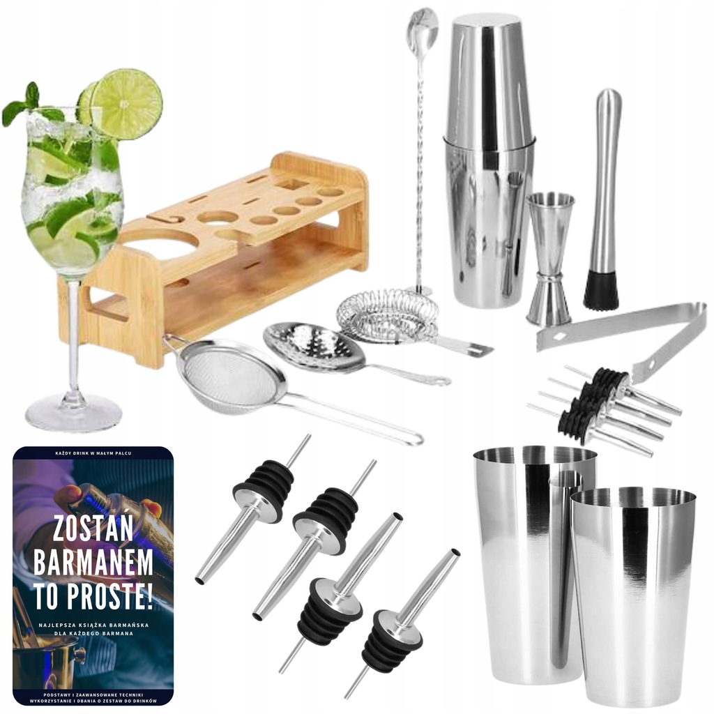 Zestaw barmański XXL dla barmana do drinków E-BOOK GRATIS 14ele PREZENT ...