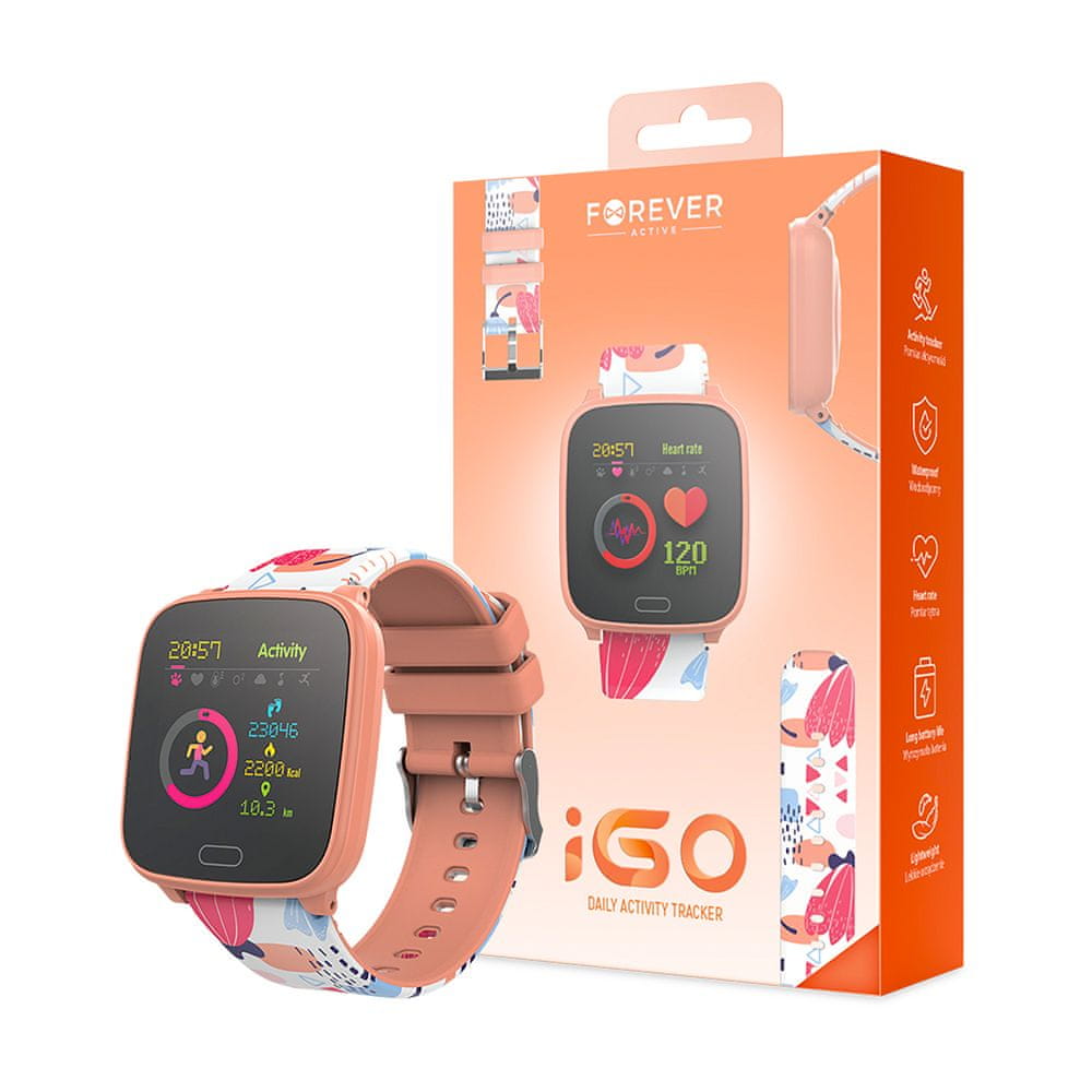 SMARTWATCH FOREVER iGO JW-100 POMARANCZOWY IP68 KALORIE KROKI DLA ...