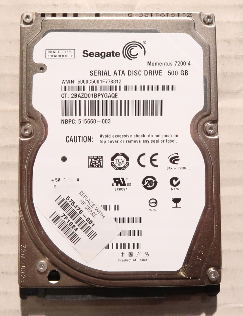 Dysk 2,5' 500GB SATA SEAGATE Momentus 7200.4 - 15058715137 - oficjalne ...