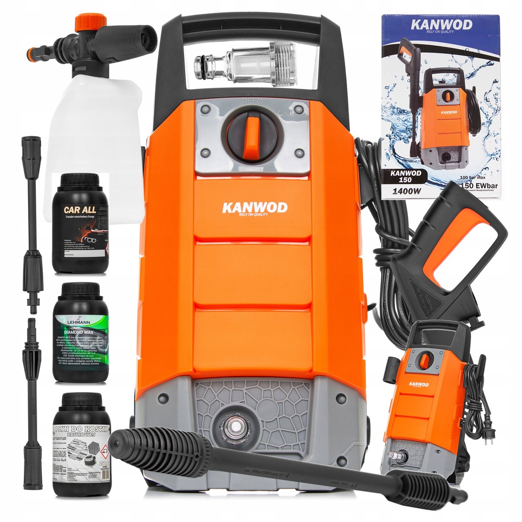 MYJKA CIŚNIENIOWA KANWOD 150bar ZESTAW TURBO 1400W - 11837622218 - oficjalne archiwum Allegro