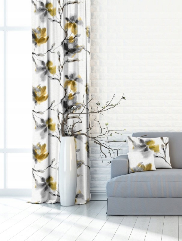 Tkanina zasłonowa żółte kwiaty K2/2018 szer. 150cm - 7542503348 - oficjalne archiwum Allegro