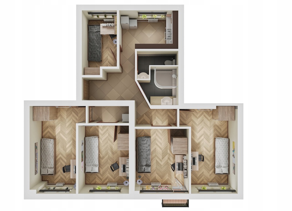 Wizualizacja wnętrza rzut z góry 3D - metraż 60m² - 13270150922 ... Wizualizacja wnętrza rzut z góry 3D - metraż 60m² - 13270150922 ...