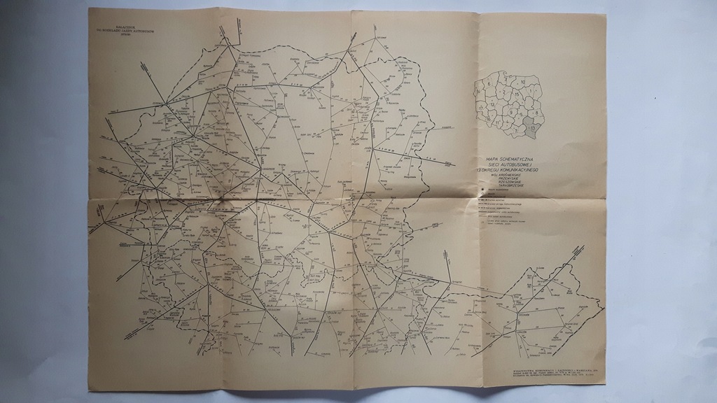 Mapa Sieci Autobusowej 13 Okreg Krosno ... 1979/80 - 13381449537 ...