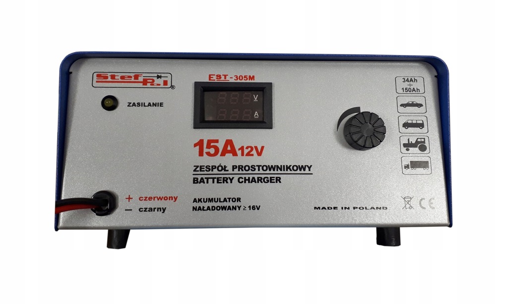 Prostownik Stef-pol 12V 15A EST-305M - 10161629006 - oficjalne archiwum Allegro