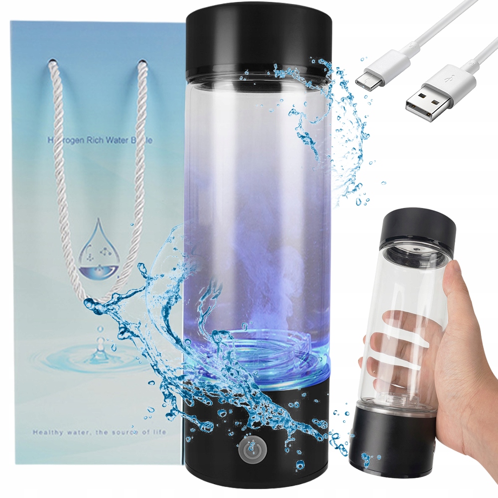 GENERATOR AKTYWNEGO WODORU JONIZATOR BUTELKA WODY WODY WODOROWEJ USB 420ml - 16765292626 ...