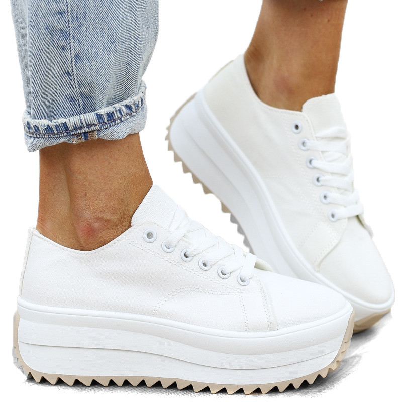 Białe trampki damskie gruba platforma wiosenne sneakersy TL255 r.39 ...