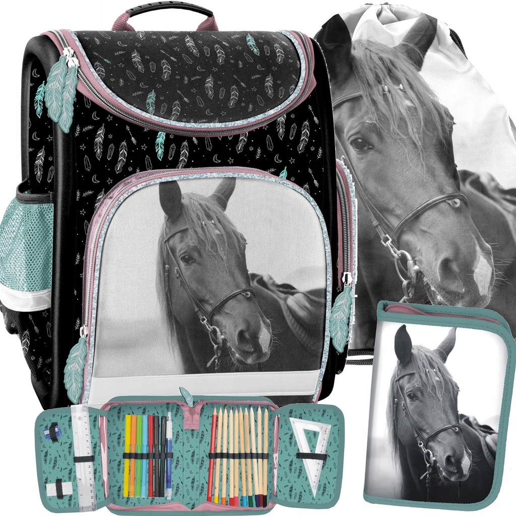 ZESTAW 3w1 TORNISTER KONIE SZKOLNY DLA UCZENNICY - 10755473845 - oficjalne archiwum Allegro