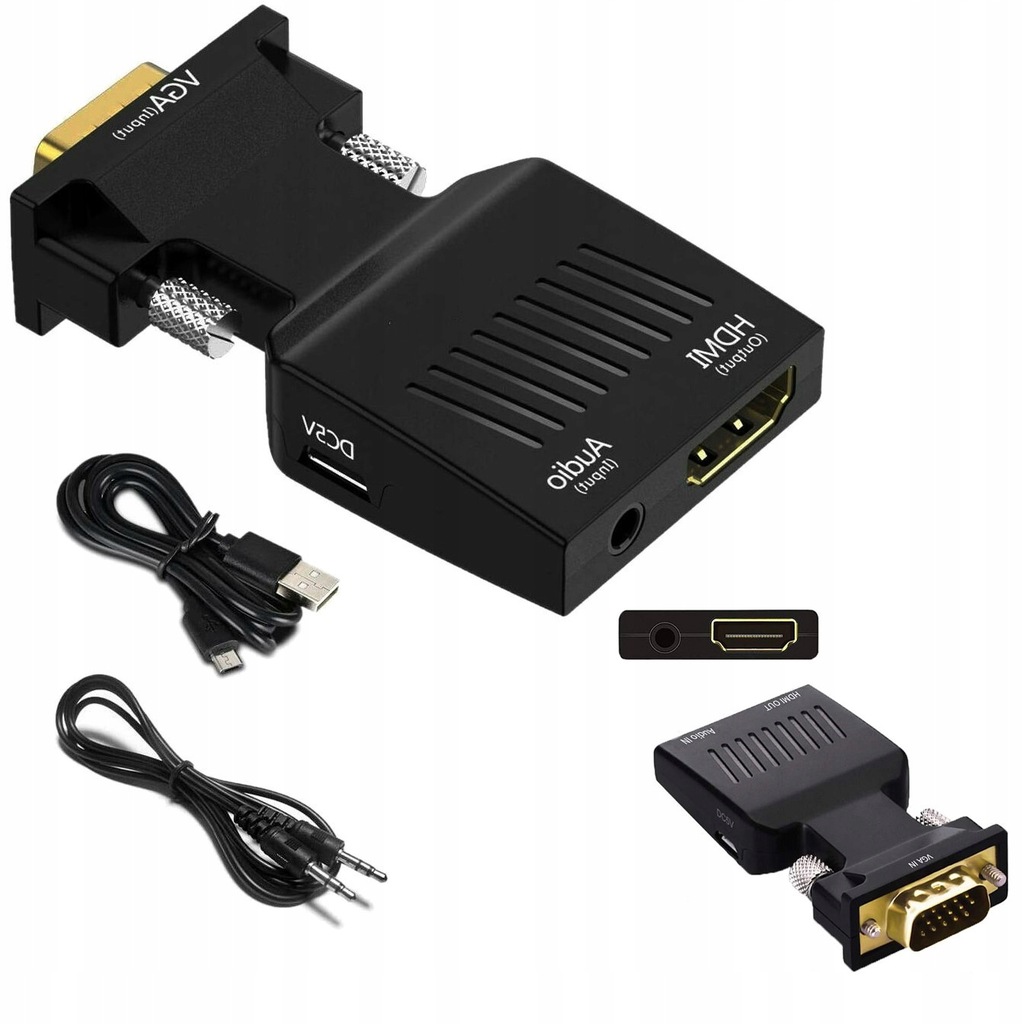 ADAPTER VGA D-SUB MĘSKI NA HDMI ŻEŃSKI KONWERTER - 10957213439 ...