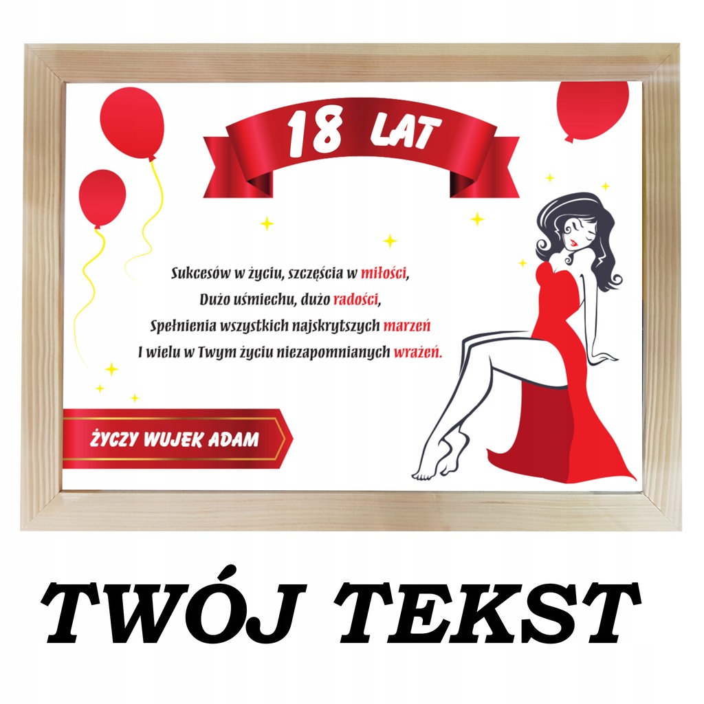 Certyfikat Na 18 Urodziny Dla Kobiety DYPLOM RAMKA - 13312031718 - oficjalne archiwum Allegro
