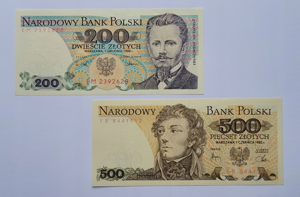 Banknoty z PRL 200 i 500 zł stan UNC - 13405637371 - oficjalne archiwum ...