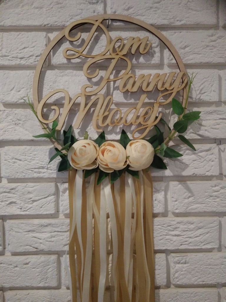 Wianek na drzwi Dom Panny Młodej napis ślub - 12631943493 - oficjalne ...