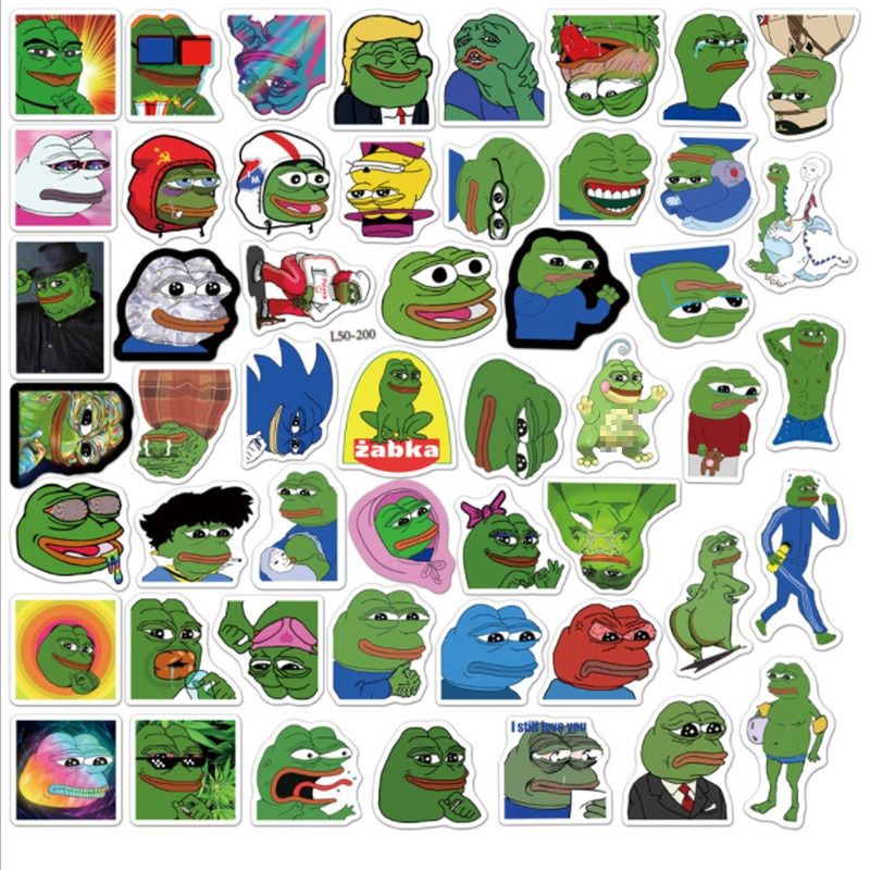 NAKLEJKI ŻABA PEPE THE FROG MEM MEMY 4CHAN 50 szt - 11559660851 ...