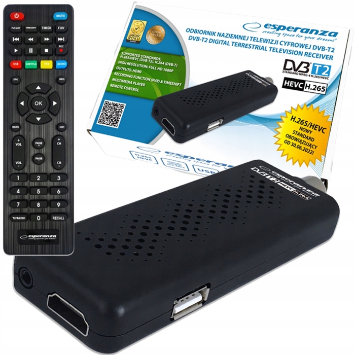 DEKODER TUNER TV HD DVB-T2 HEVC H.265 MINI STICK - 12636380094 ...