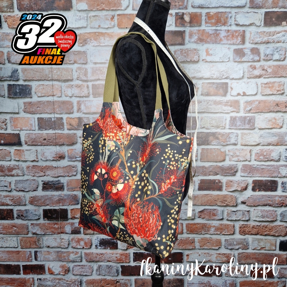 Torebka shoperka dwustronna od Tkaniny Karoliny - 15075818210 - oficjalne archiwum Allegro
