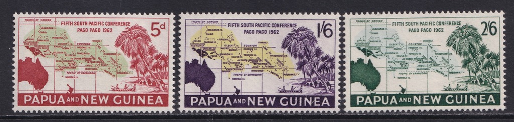 PAPUA I NOWA GWINEA ** Mi 43-45 mapa Konferencja Pacyfiku - 17555940891 ...