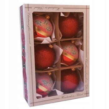 Vitbis Bombki szklane 80mm/6 szt. Dekor czerwone - 12973578036 ...