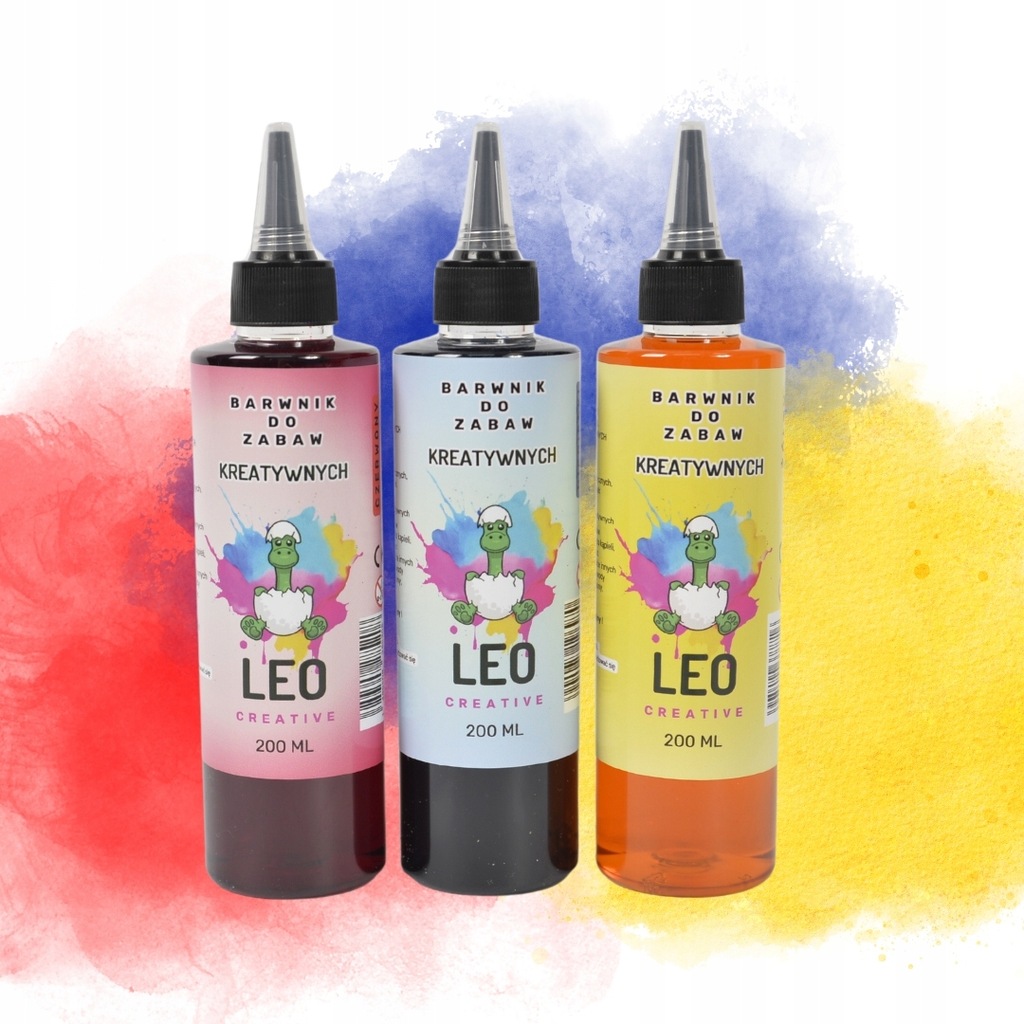 zestaw BARWNIKÓW 3x200 ml DO ZABAW KREATYWNYCH slime, kosmetyków, mydła ...