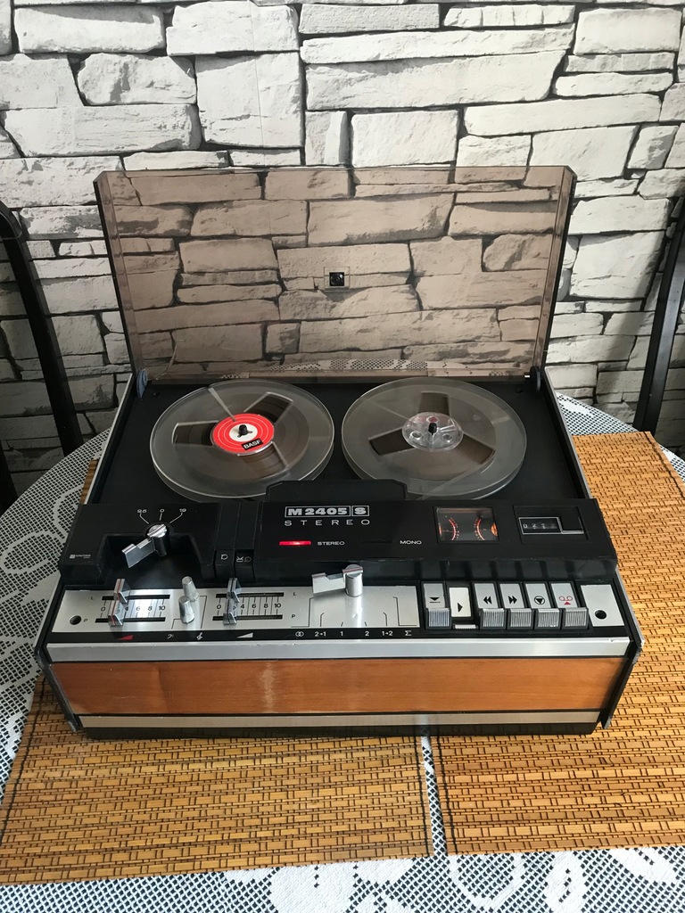 Magnetofon szpulowy PRL Unitra M2405S, nowe paski - 13563799764 - oficjalne archiwum Allegro