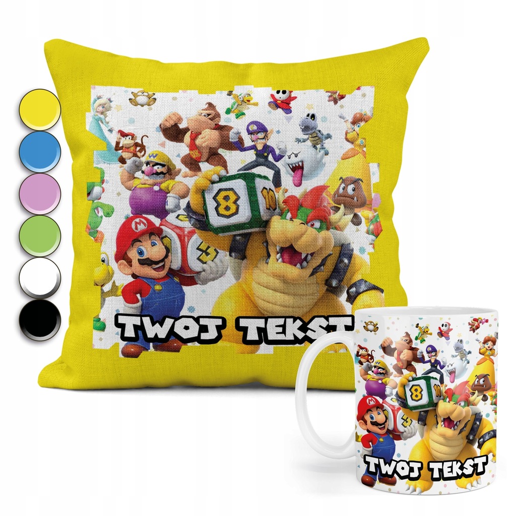 ZESTAW KUBEK + PODUSZKA - SUPER MARIO BROS - IMIĘ - 13003849433 ...