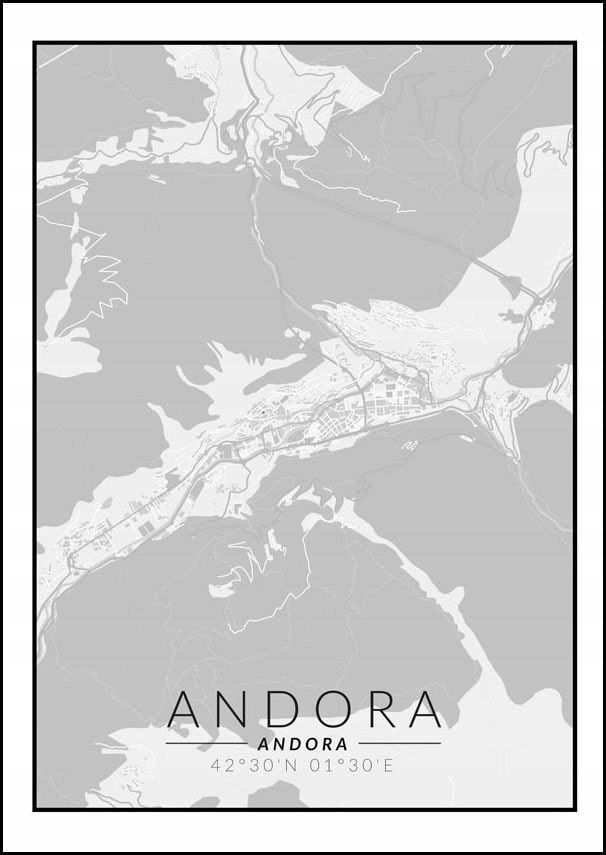Andora mapa czarno biała - plakat 50x70 cm - 11511663565 - oficjalne ...