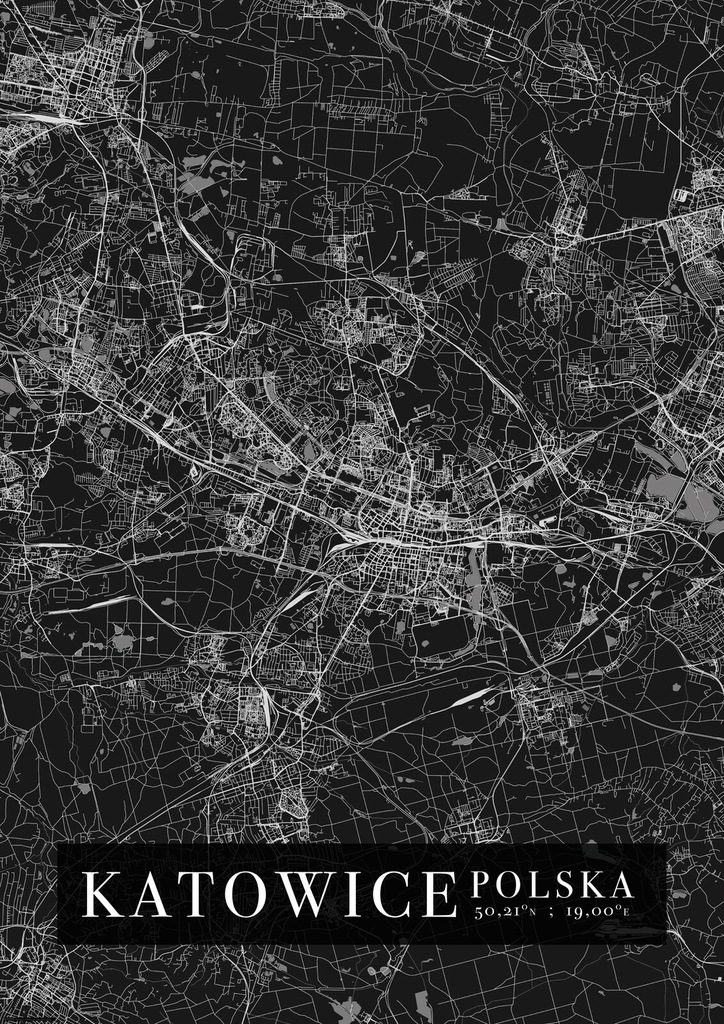 Katowice Mapa Miasta - plakat A1 59,4x84,1 cm - 12672431182 - oficjalne archiwum Allegro