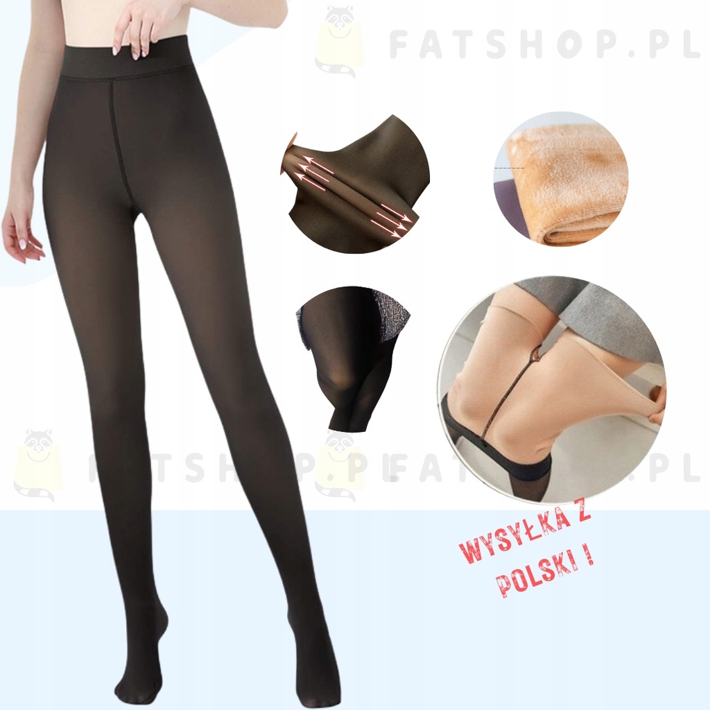 Rajstopy Ocieplane Z EFEKTEM PRZEBIJAJĄCEJ SKÓRY - 13273734736 - oficjalne archiwum Allegro