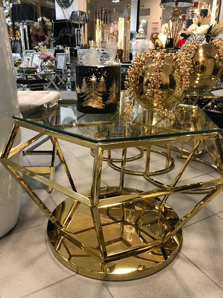 Ekskluzywny stolik diament złota stal chromowana - 11513193080 - oficjalne archiwum Allegro