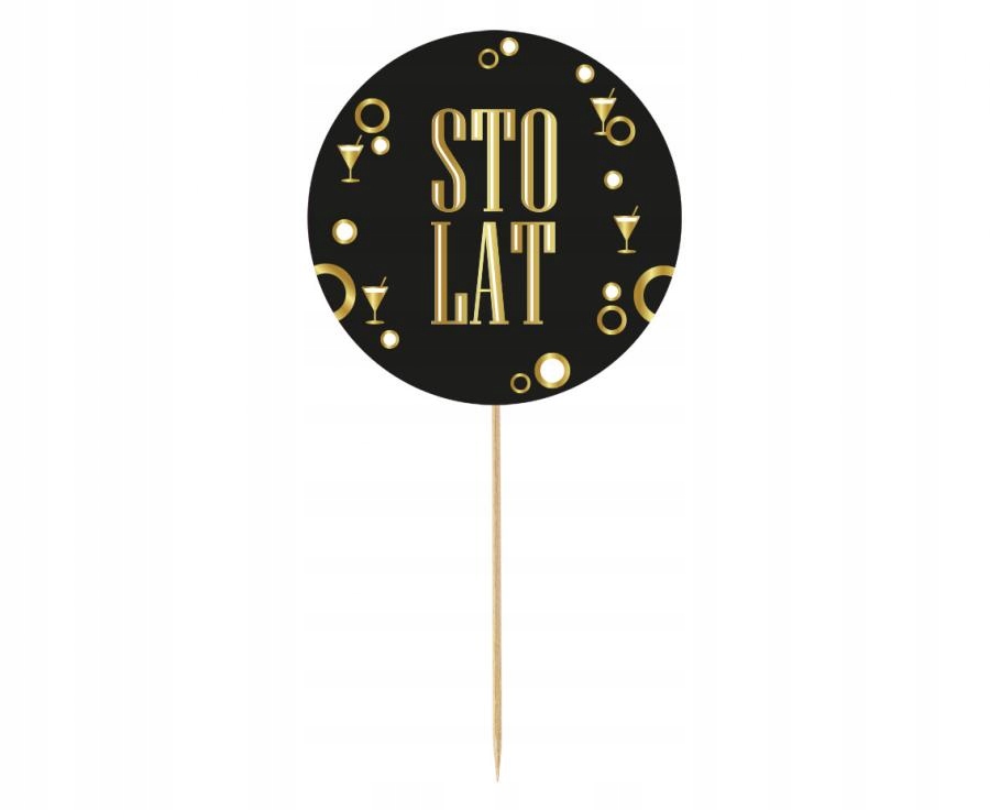 Topper na Tort STO LAT CZARNY Dekoracja Do Tortu toper na TORT - 13204270655 - oficjalne ...