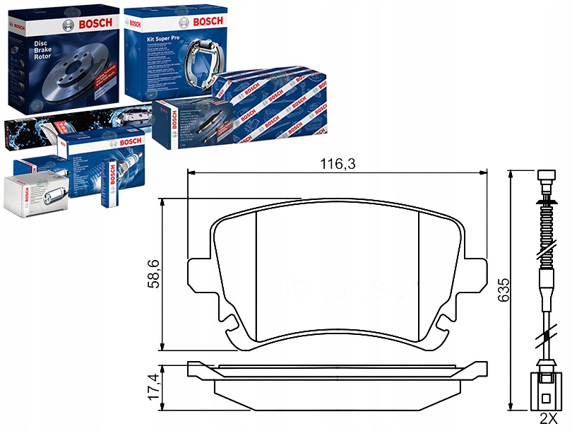 BOSCH KOMPLET KLOCKÓW HAMULCOWYCH 3D0698451 A 1304 - 12585425062 ...