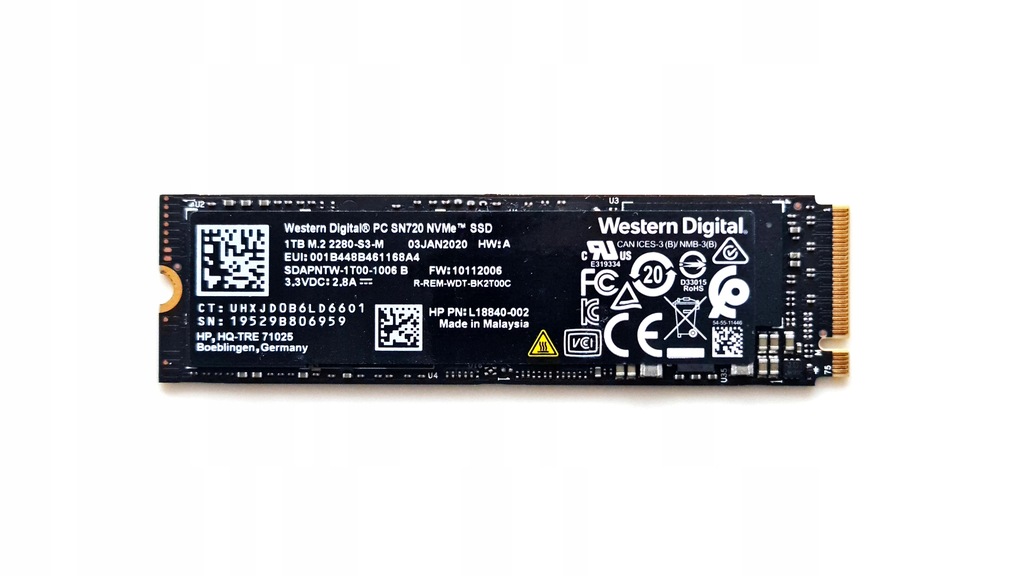 Dysk SSD M.2 PCIe NVMe 2280 WD Western Digital SN720 1TB - 14999391031 - oficjalne archiwum Allegro
