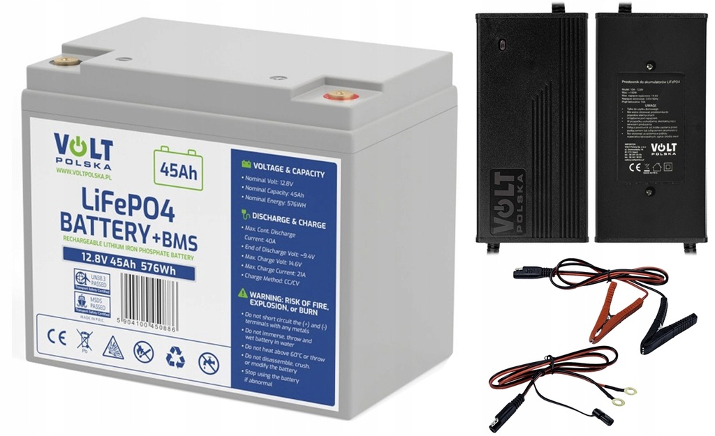 AKUMULATOR BATERIA LITOWA LiFePO4 12.8V 12V 45 Ah (40A) BMS LEKKI 5KG + ŁAD - 13306912132 ...