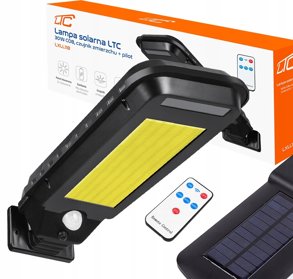 LAMPA SOLARNA LED CZUJNIK RUCHU ZMIERZCHU PILOT - 11109815983 - oficjalne archiwum Allegro