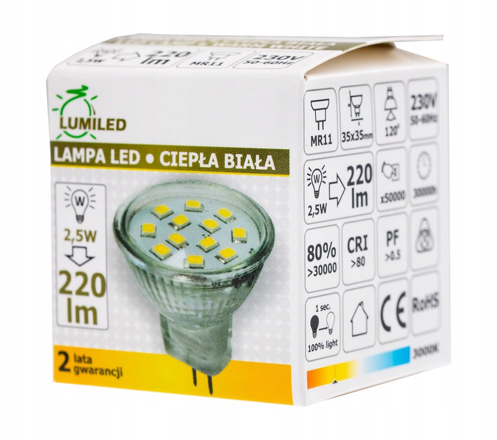 Żarówka LED HALOGEN MR11 2,5W 25W 220lm LUMILED - 7655751522 ... Żarówka LED HALOGEN MR11 2,5W 25W 220lm LUMILED - 7655751522 ...