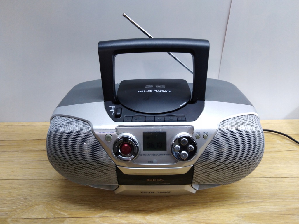 RADIO BOOMBOX PHILIPS CD MP3 FM KASETA MEGA DZWIĘK - 12660298432 - oficjalne archiwum Allegro