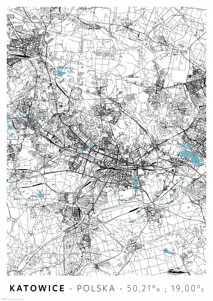 Katowice Mapa Miasta - plakat A2 42x59,4 cm - 12672449325 - oficjalne archiwum Allegro
