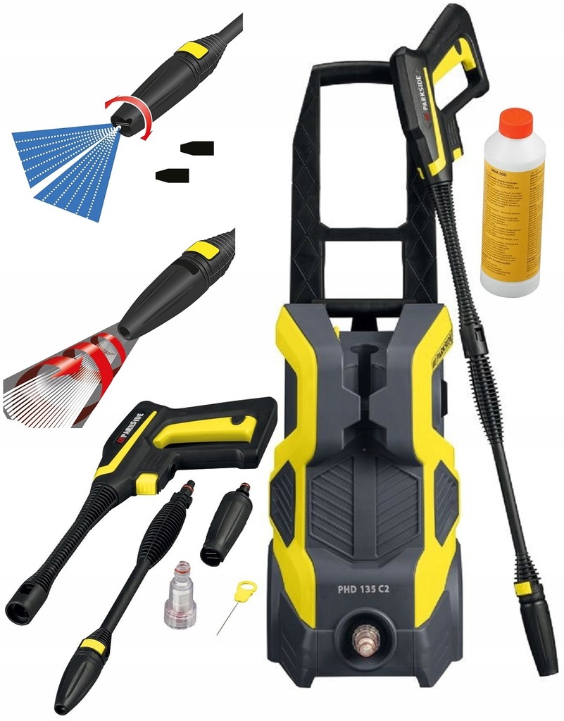 MYJKA CIŚNIENIOWA PARKSIDE 3w1 1800W + PŁYN 500ML - 12202425927 - oficjalne archiwum Allegro